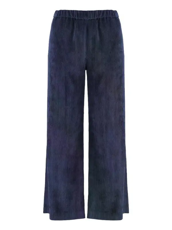 F.IT Ribbed Knit Wide Leg Trousers - Blue
