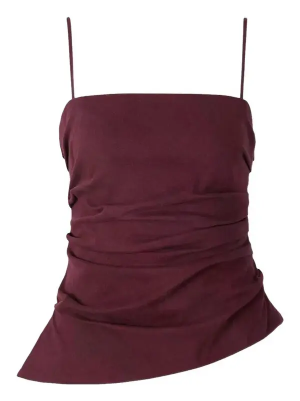 Simkhai Ruched Asymmetric Hem Top - Red