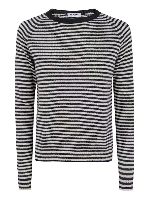 BASE Striped Cashmere Sweater - Black