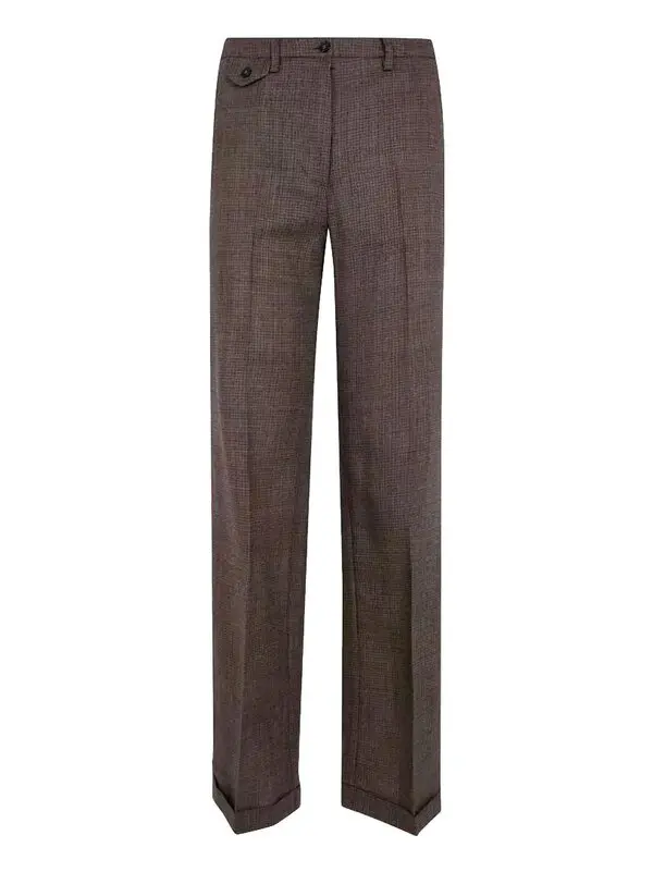 Seventy Houndstooth-pattern Wool Trousers - Brown