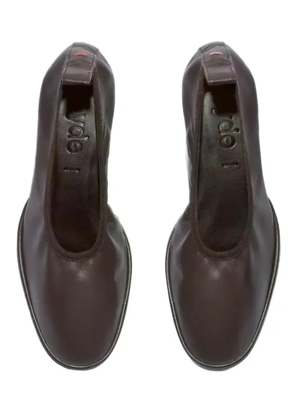 AeydĒ Giulia Leather Heeled Pumps - Brown