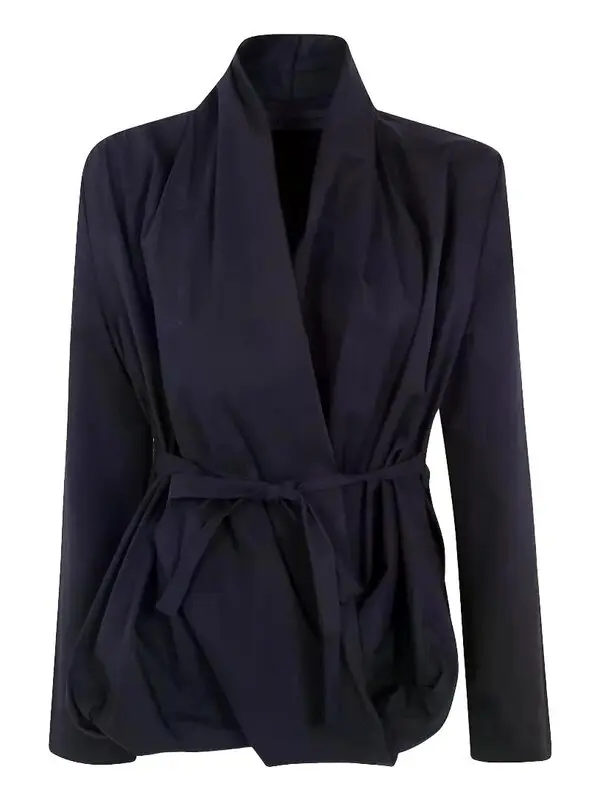 MARIA CALDERARA Belted Wrap Blouse - Blue