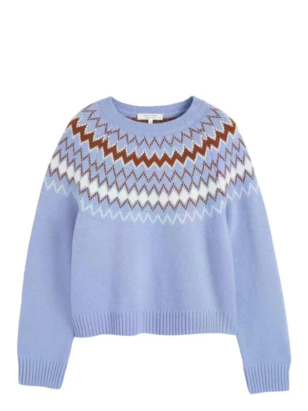 Chinti & Parker Fair Isle Round Neck Sweater - Blue
