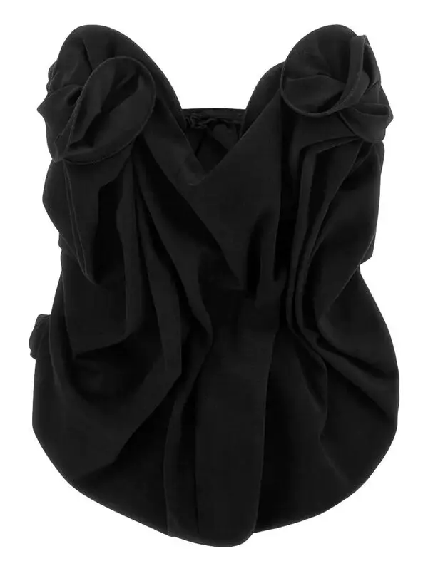 Magda Butrym Floral Appliqué Draped Corset Top - Black