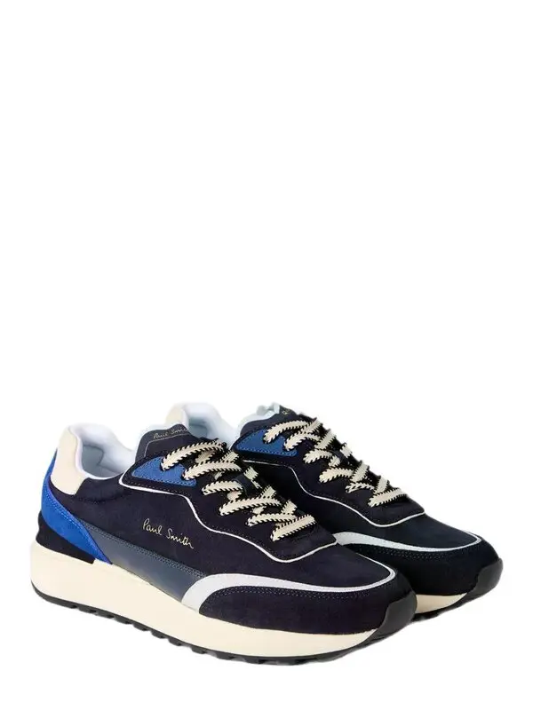 Paul Smith Navy Leather Aston Trainers - Blue