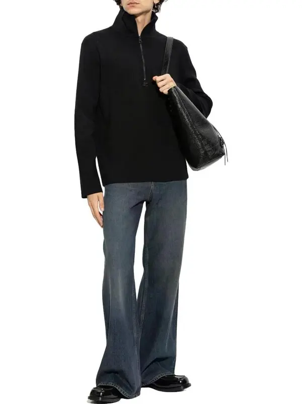 COURREGES Quarter-zip Stand-up Collar Sweater - Black