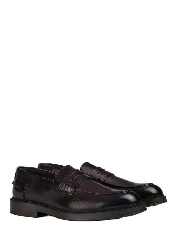 DOUCAL'S Leather Penny Loafers - Brown
