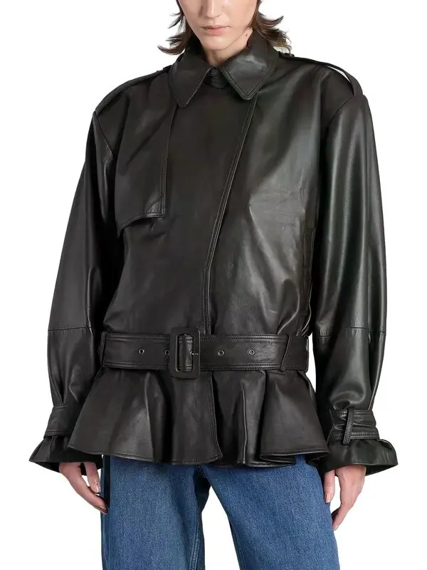 ROTATE BY BIRGER CHRISTENSEN Biker Leather Jacket - Brown