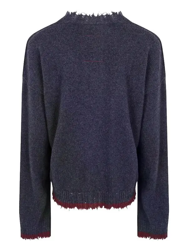 UMA WANG Distressed Cashmere Crew Neck Sweater - Grey