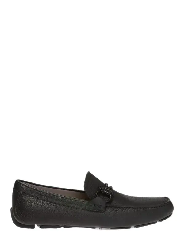 FERRAGAMO Gancini Loafers In Pebbled Leather - Black