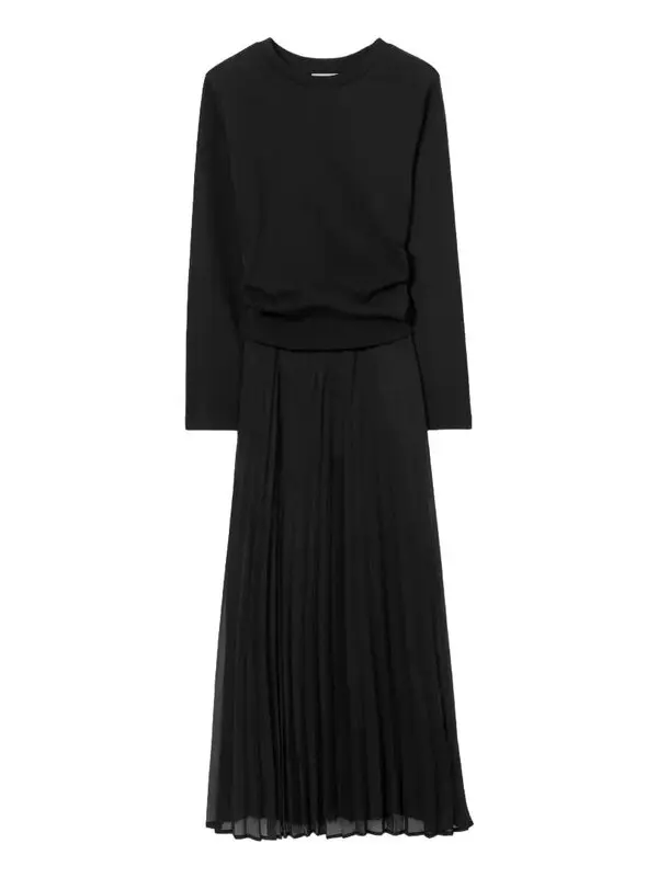 Claudie Pierlot Bi-material Midi Dress - Black