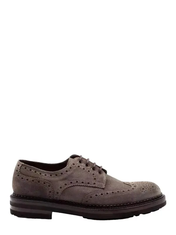 GREEN GEORGE Suede Brogue Derby Shoes - Grey