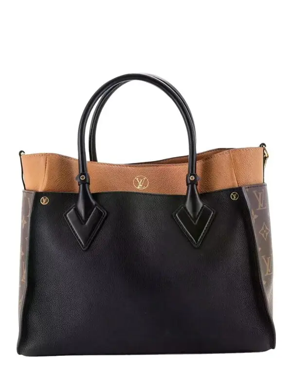 LOUIS VUITTON On My Side Leather With Monogram Canvas Mm Tote Bag - Black