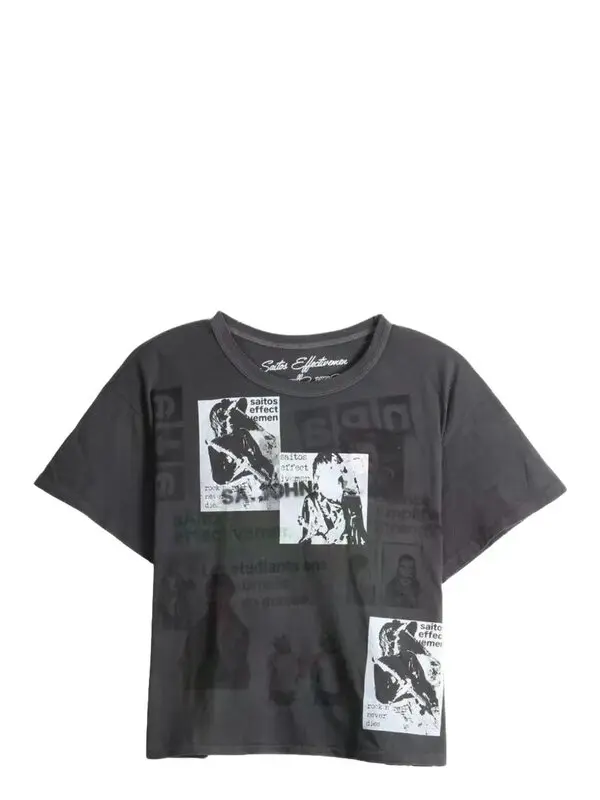 SAITOS Kurt Graphic-print Cotton T-shirt - Grey
