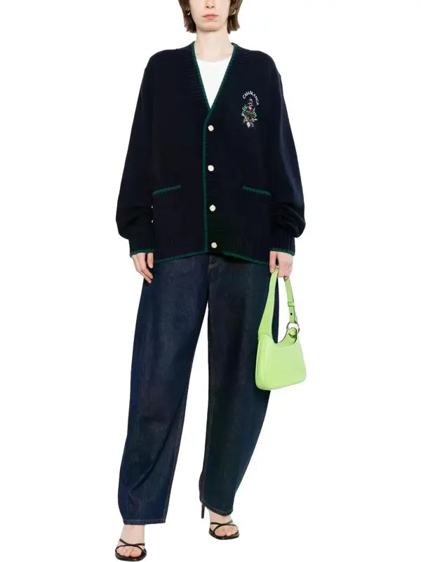 Casablanca Logo-embroidered V-neck Cardigan - Blue