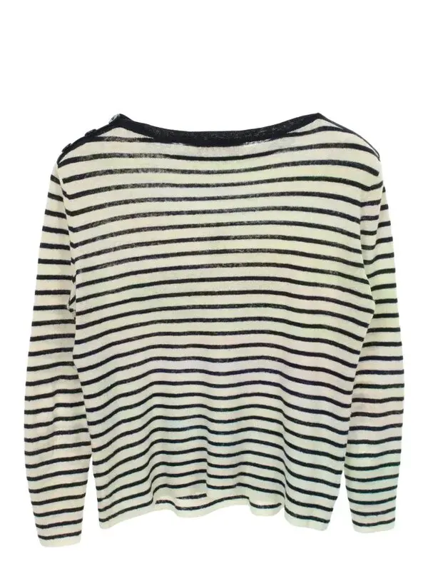 Dior Riviera Striped Long Sleeve Knitted Linen T-shirt - Neutrals