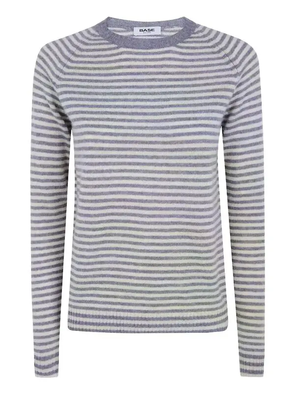 BASE Striped Cashmere Sweater - Grey