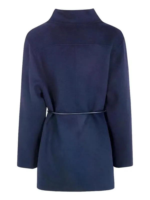 Seventy Belted Button-front Wool Coat - Blue