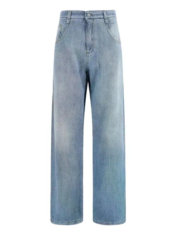 Ermanno Scervino Chevron Pattern Wide Leg Jeans - Blue