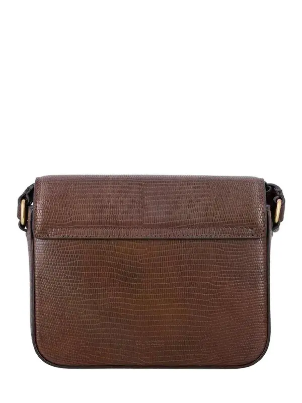 SESSUN Small Lizard-effect Leather Shoulder Bag - Brown