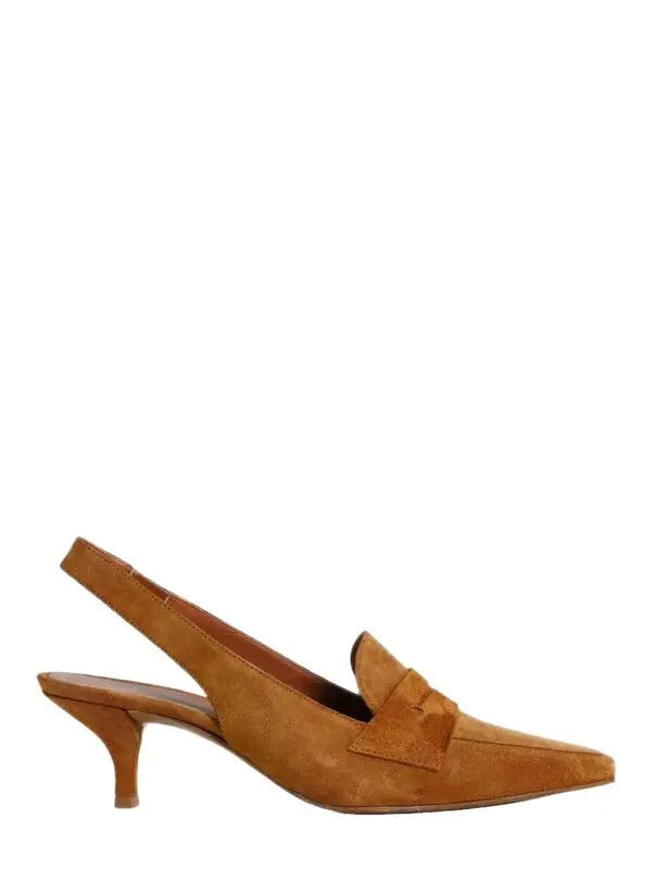 Roberto Festa Artemide Suede Slingback Kitten Heel Pumps - Brown