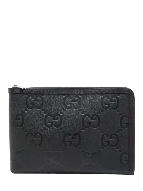 Gucci Jumbo Gg Calfskin Clutch Bag - Black