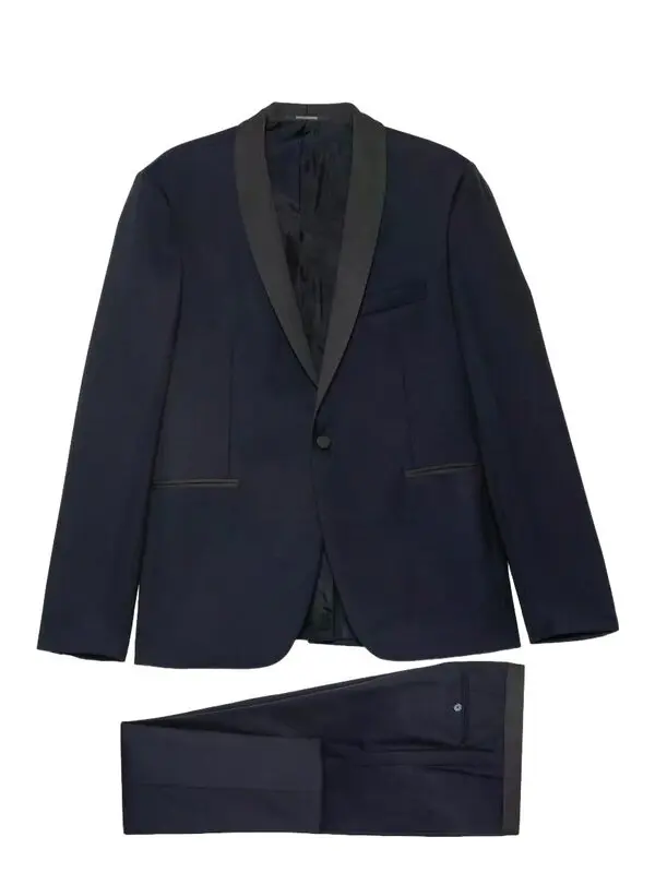Tagliatore Shawl-lapel Single-breasted Wool Suit - Blue
