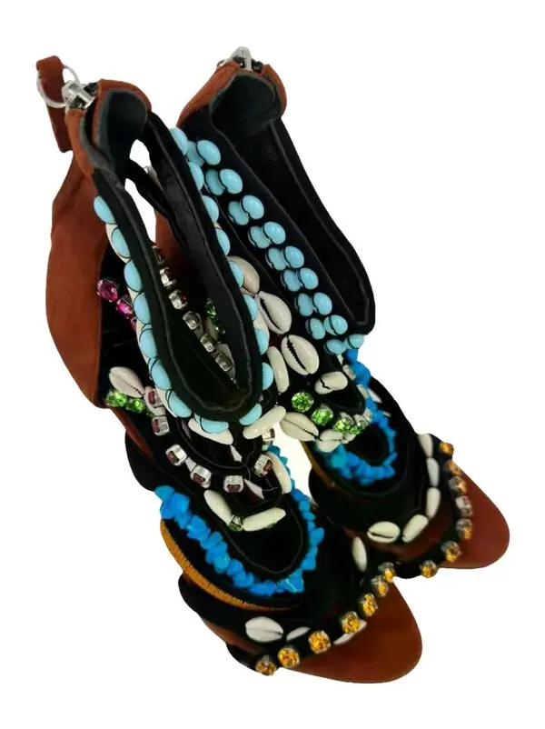 GIUSEPPE ZANOTTI 2010s Embellished Seashell Sandals - Brown
