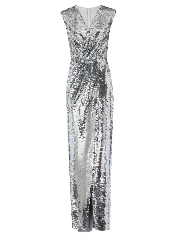 Dolce & Gabbana Sequin-embellished Draped Maxi Dress - Silver