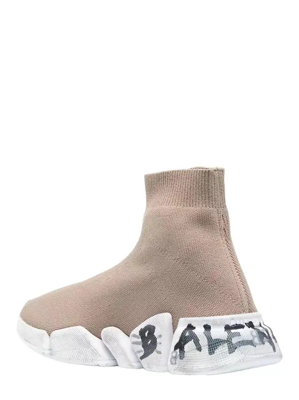 Balenciaga Speed Graffiti-print Sock Sneakers - Neutrals