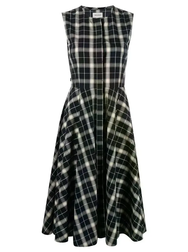 Woolrich Check Flared Midi Dress - Blue