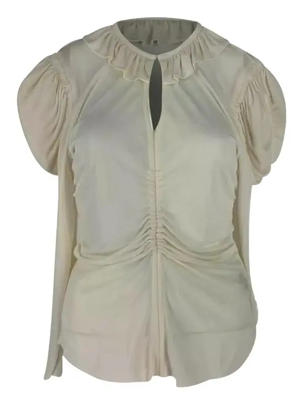ISABEL MARANT VINTAGE Ruffled Puff-sleeve Blouse - Neutrals