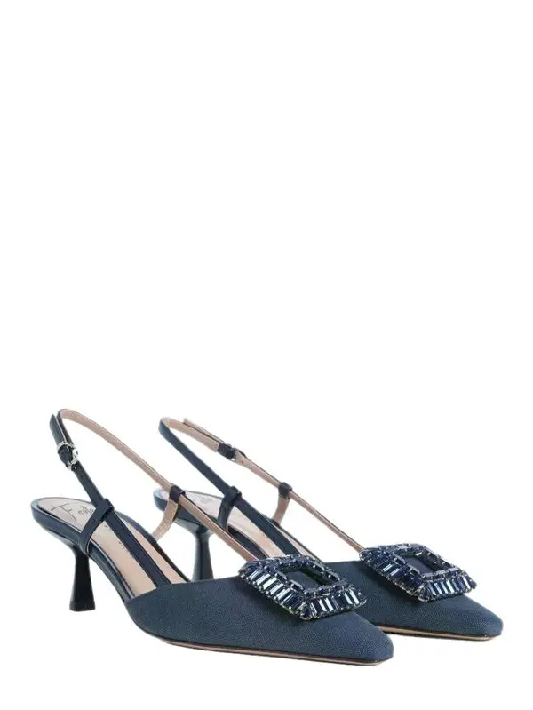 Roberto Festa Ingrid Rhinestone Embellished Slingback Heeled Pumps - Blue