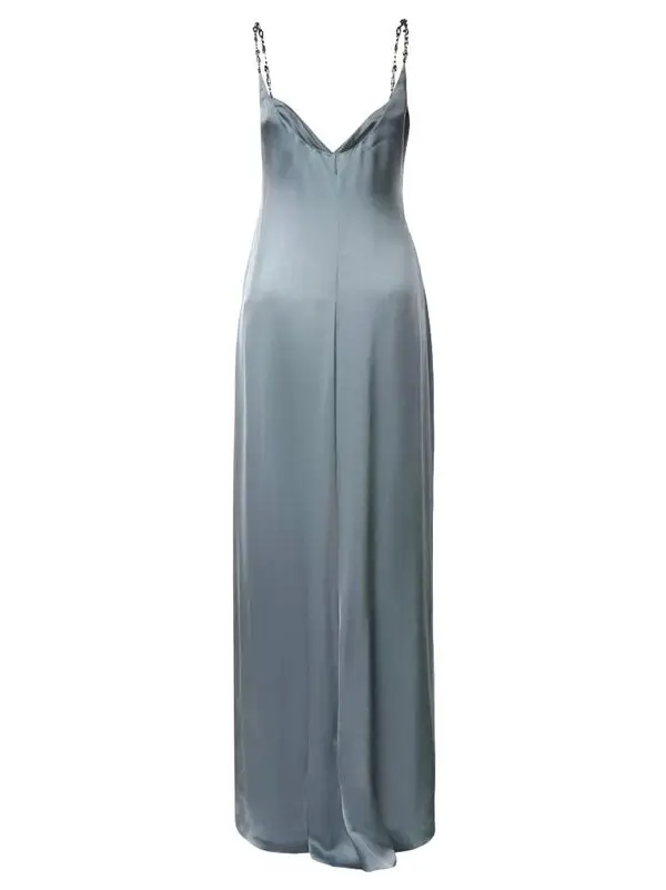 Valentino Garavani Long Embroidered Cady Satin Dress - Blue