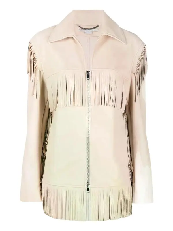 Stella McCartney Fringe Detail Zip-up Jacket - Neutrals