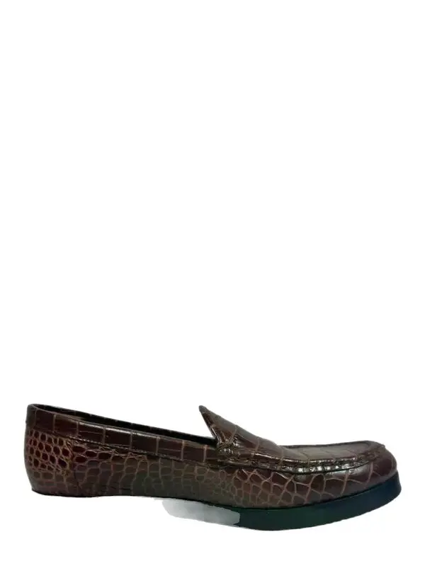 Manolo Blahnik Ralone Croc-effect Leather Loafers - Brown