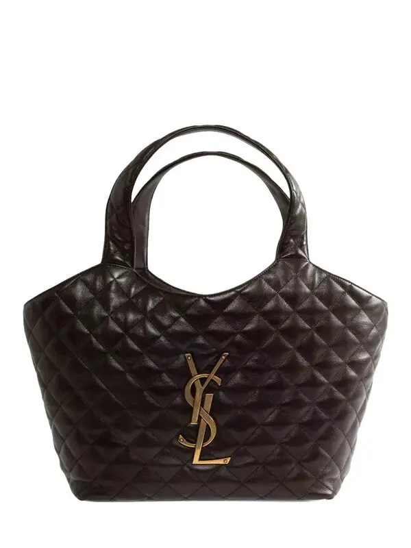 Saint Laurent Icare Diamond-quilted Lambskin Tote Bag - Brown