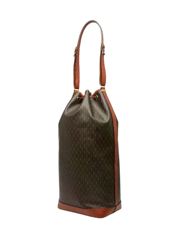 Saint Laurent Monogram Coated Canvas Long Bucket Bag - Brown