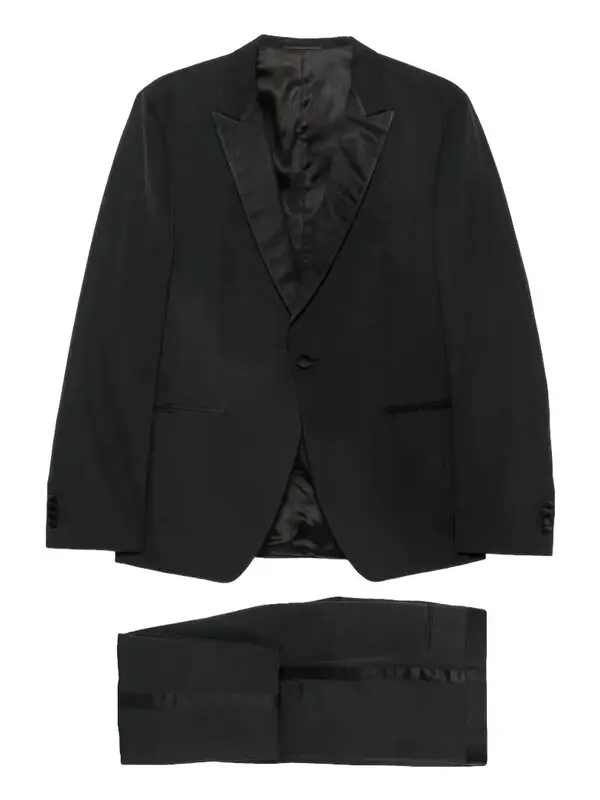 BOSS Satin-lapel Three-piece Suit - Black