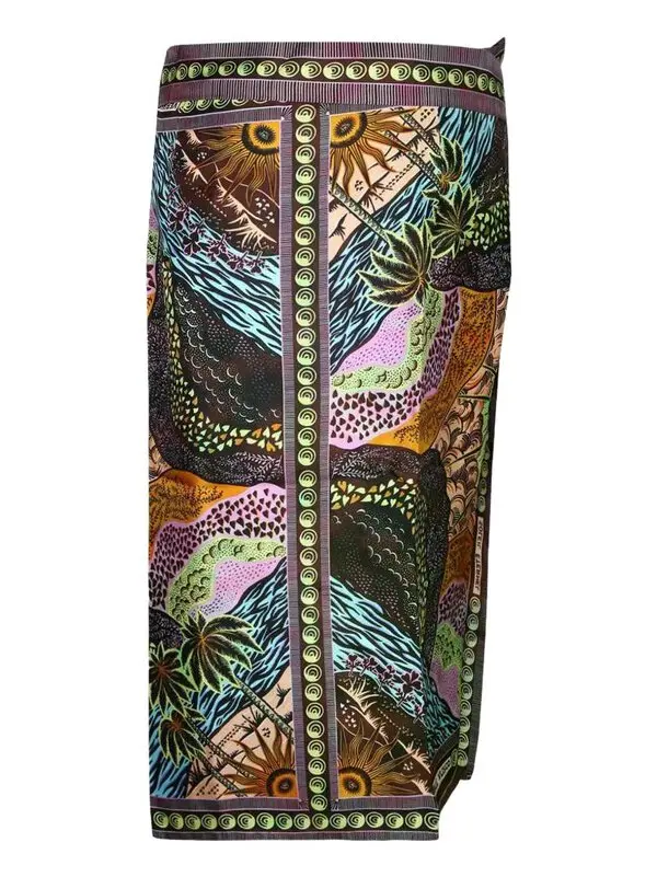 ATELIER VLISCO Graphic Print Wrap Skirt - Brown