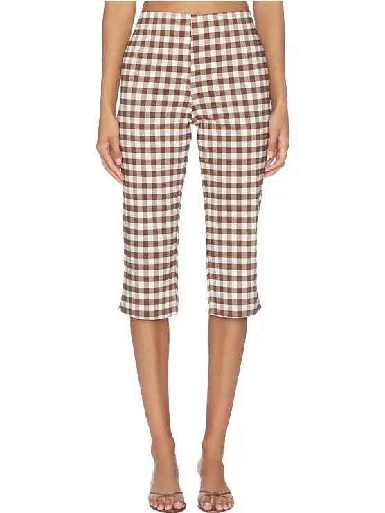 Majorelle Check Capri Trousers - Brown