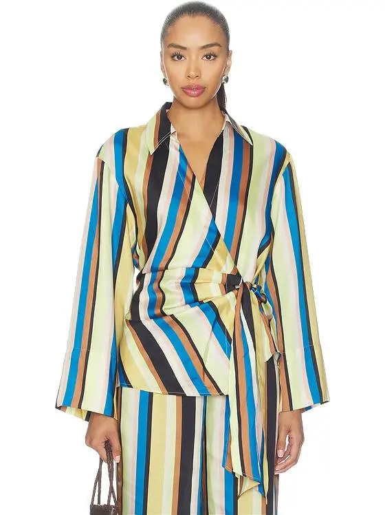 SIMONMILLER Vietta" Striped Twill Wrap Top - Multi
