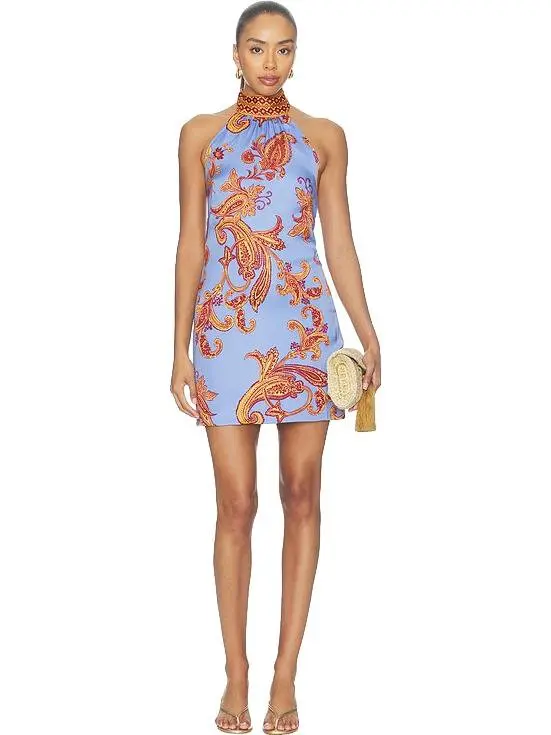 Hemant & Nandita Printed Halter Mini Dress - Blue