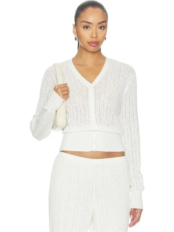 AYA MUSE Unae Pointelle Knit Cardigan - White