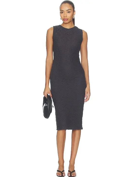Vince Sleeveless Side Drape Dress - Black