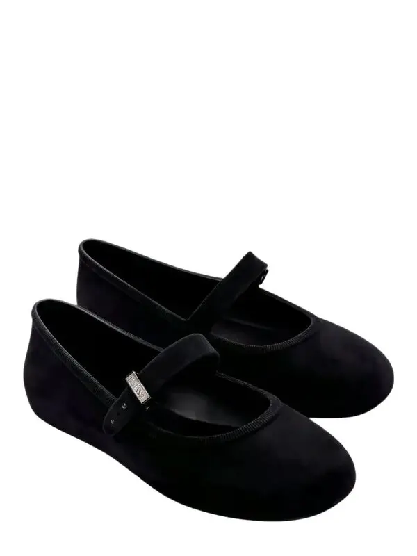 Melissa Soft Velvet-effect Ballet Flats With Buckle Fastening - Black