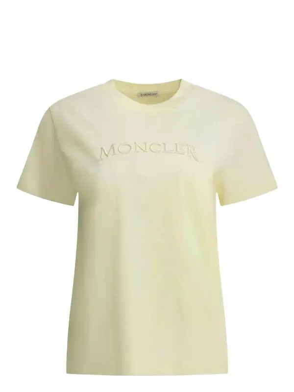 Moncler Embroidered Tonal Logo Cotton T-shirt - Neutrals