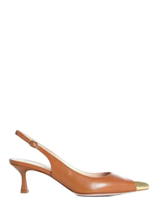 Roberto Festa Slingback Pumps With Metal Cap Toe - Brown