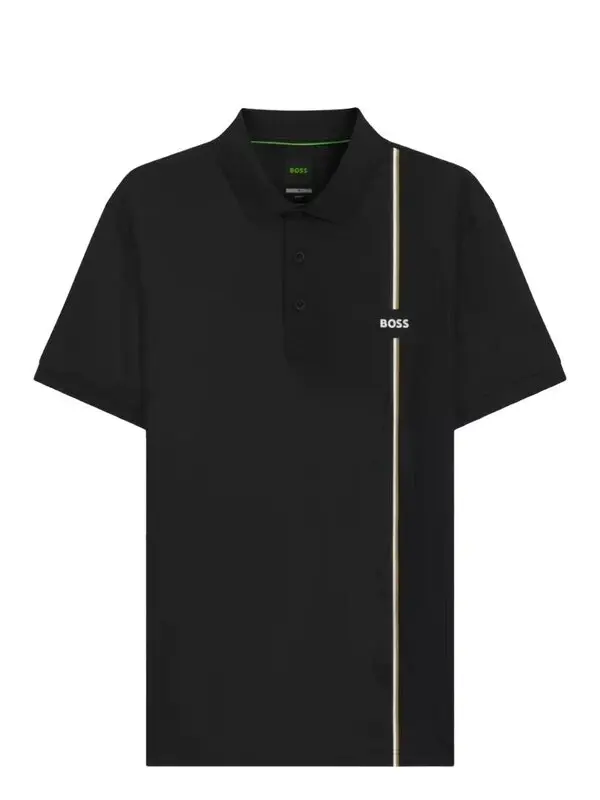 BOSS Active Quick-dry Polo Shirt With Signature Stripe - Black