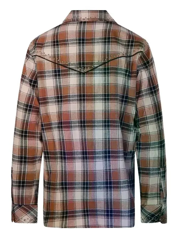 P.a.r.o.s.h Stud-embellished Checked Shirt - Brown